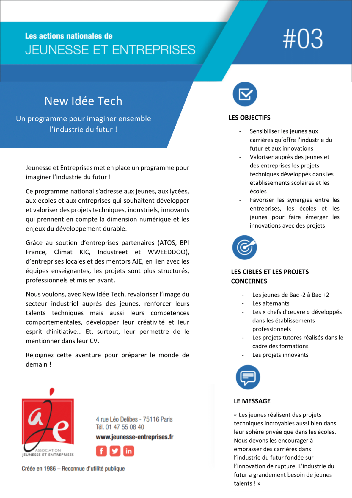 Fiche de présentation-1 | Association Jeunesse et Entreprises